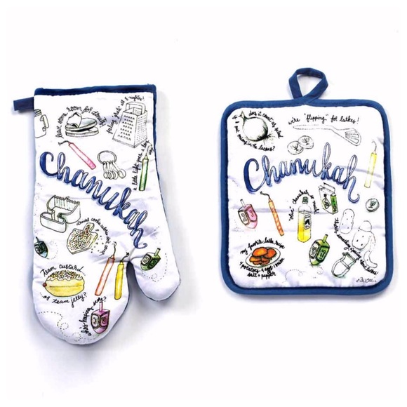 Rite Lite | Holiday | Blue White Chanukah Pot Holder Oven Mitt Gift Set ...